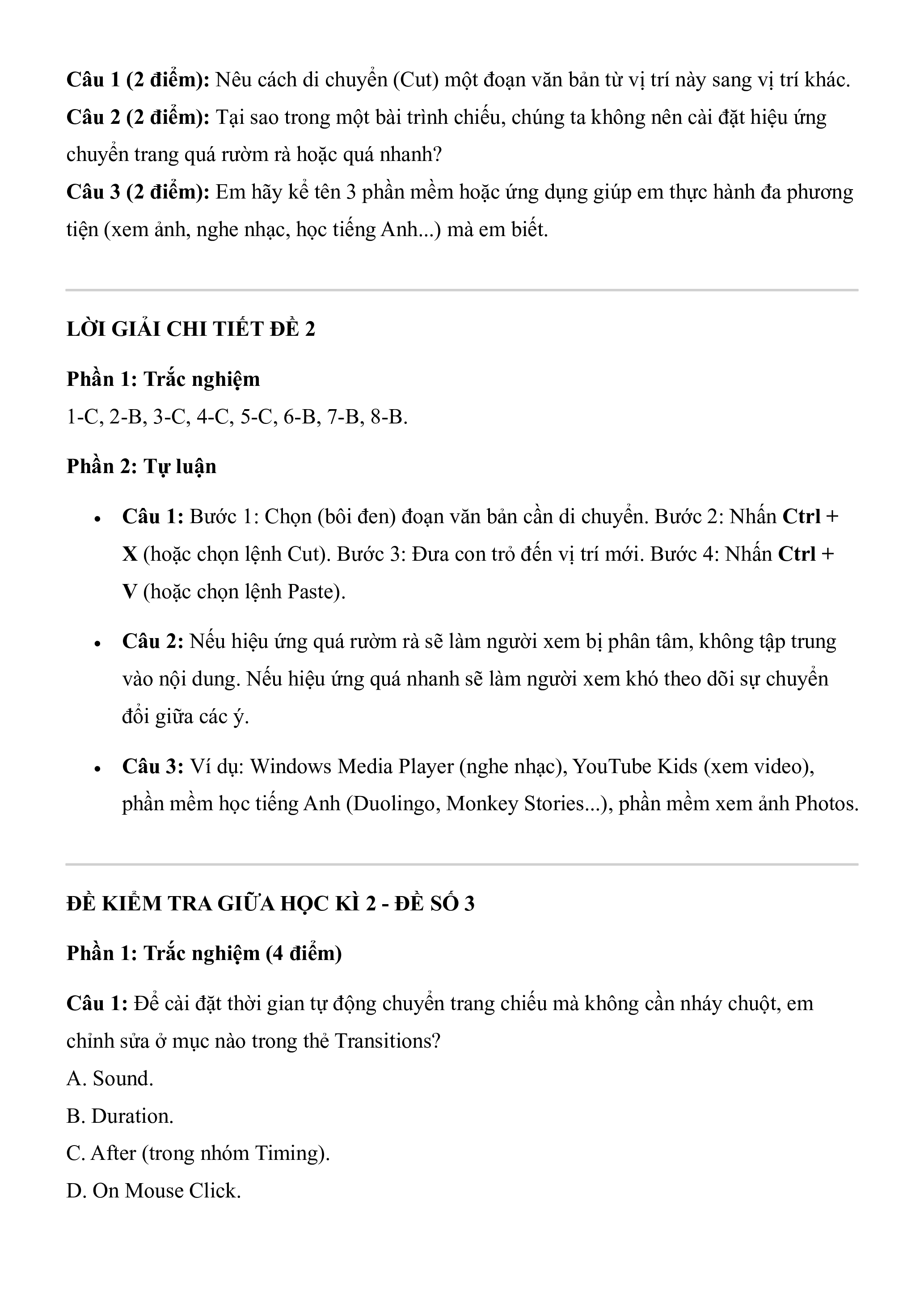 Bộ 7 đề thi giữa kì 2 Tin học lớp 4 Kết nối tri thức có đáp án | ZIP