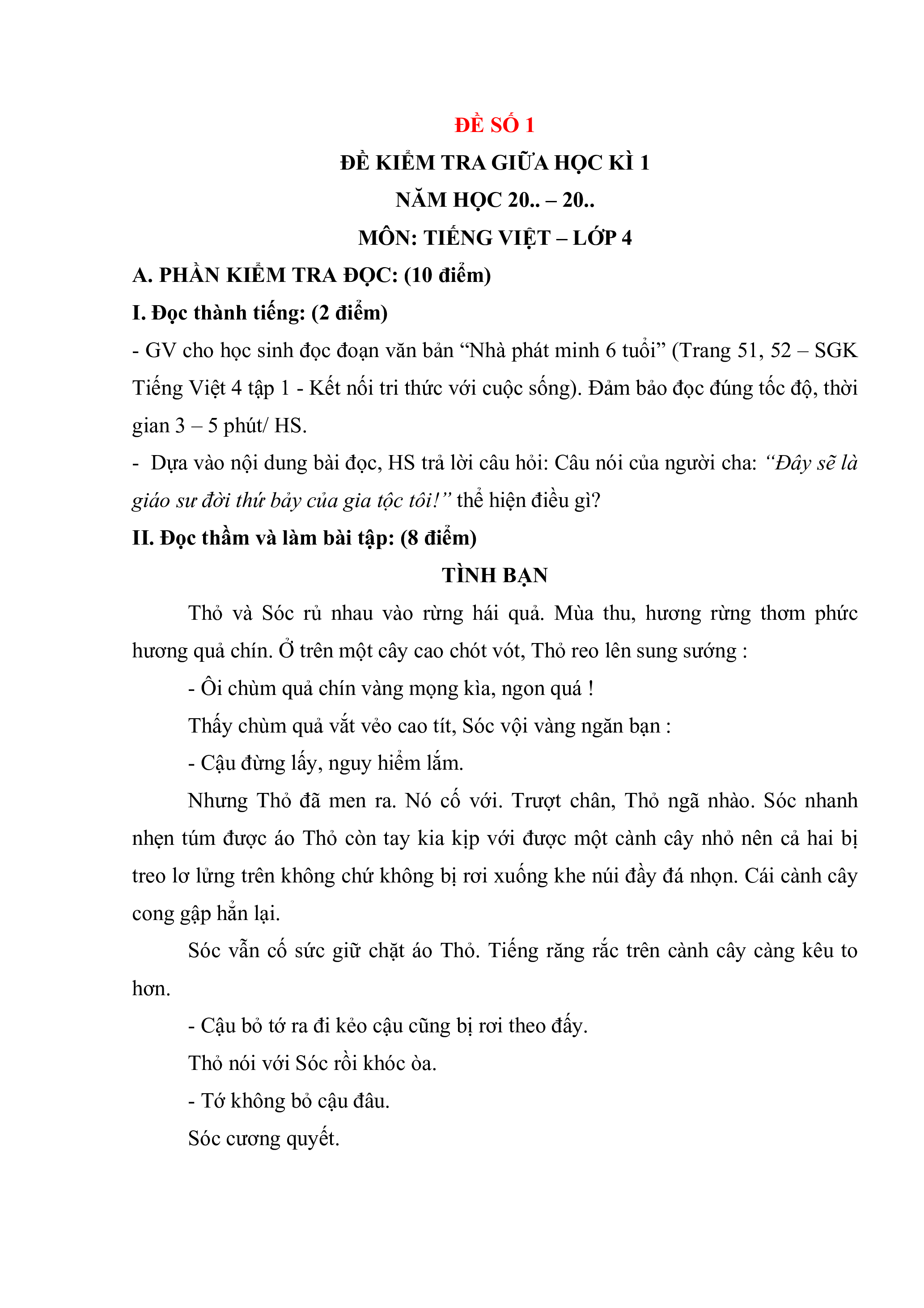 Bộ 30 đề thi giữa kì 2 Tiếng Việt lớp 4 Kết nối tri thức có đáp án | ZIP