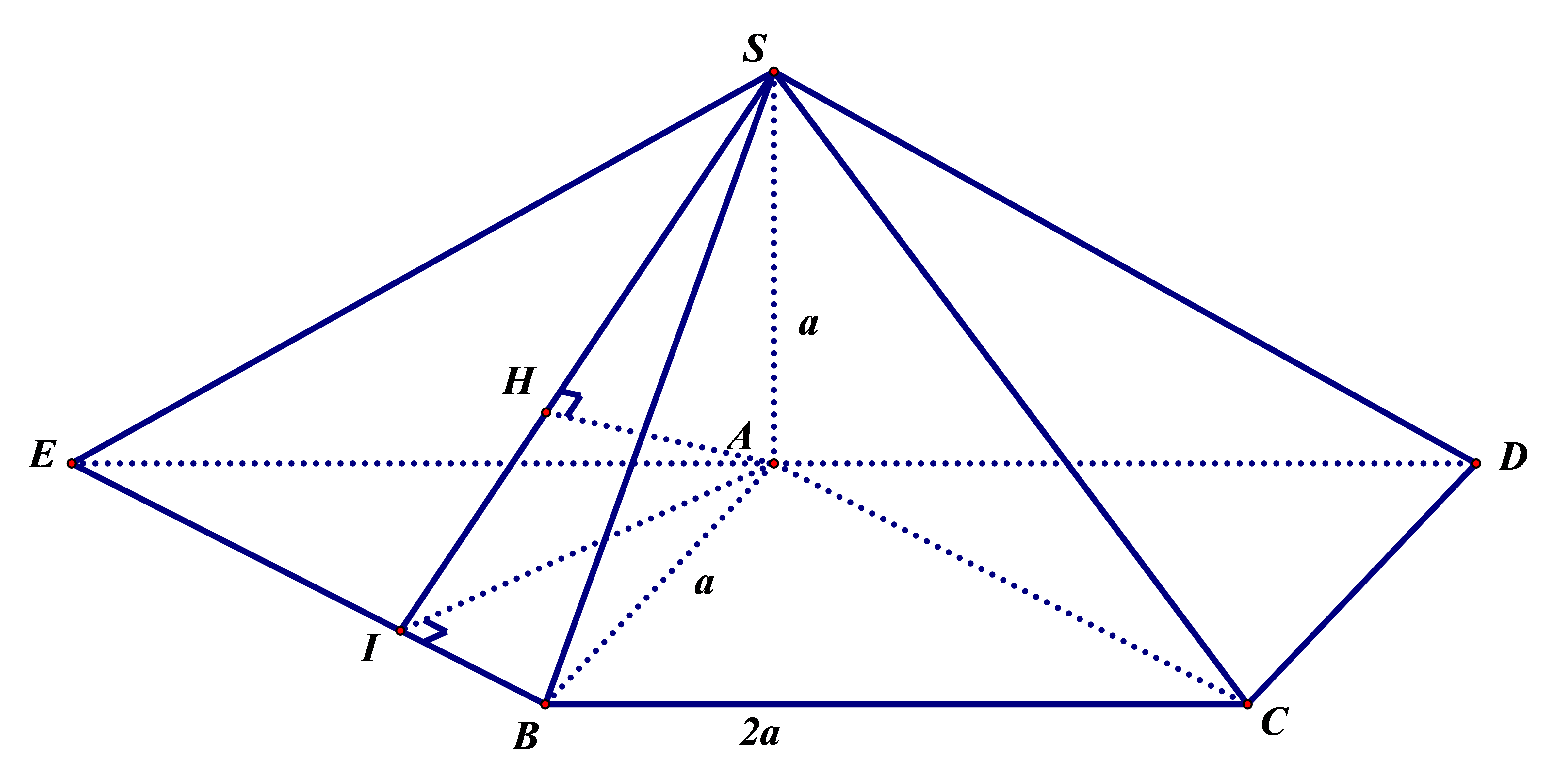 Cho hình chóp S . ABCD có đáy là hình chữ nhật, AB = a , BC = 2a , SA ...