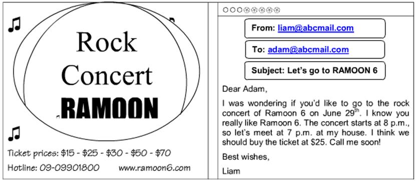 Read the ladflet and the email. Put the right information in Adam’s ...