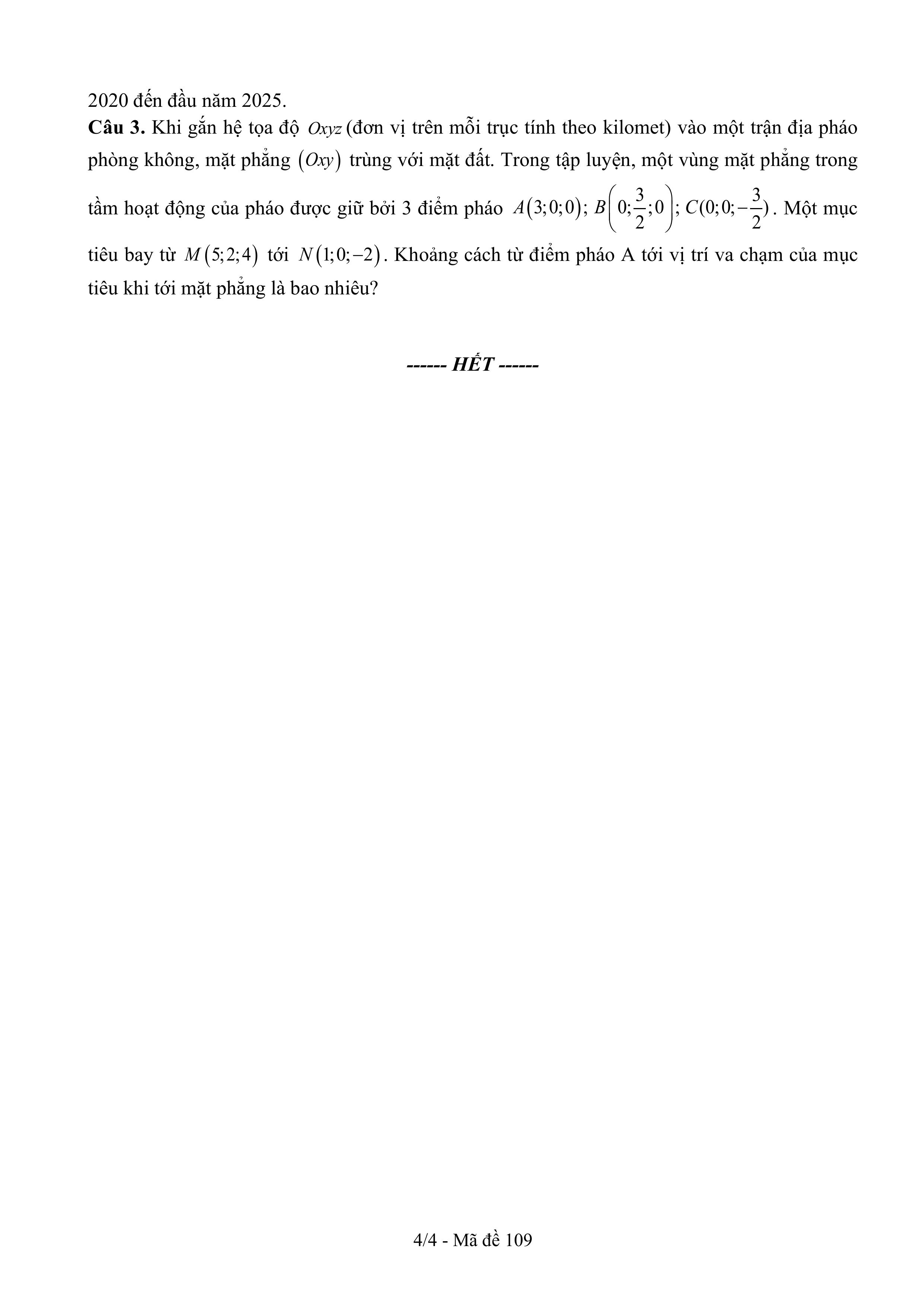 Đề thi Giữa kì 2 Toán 12 trường THPT Thanh Hòa (Bình Phước) năm 2024 – 2025