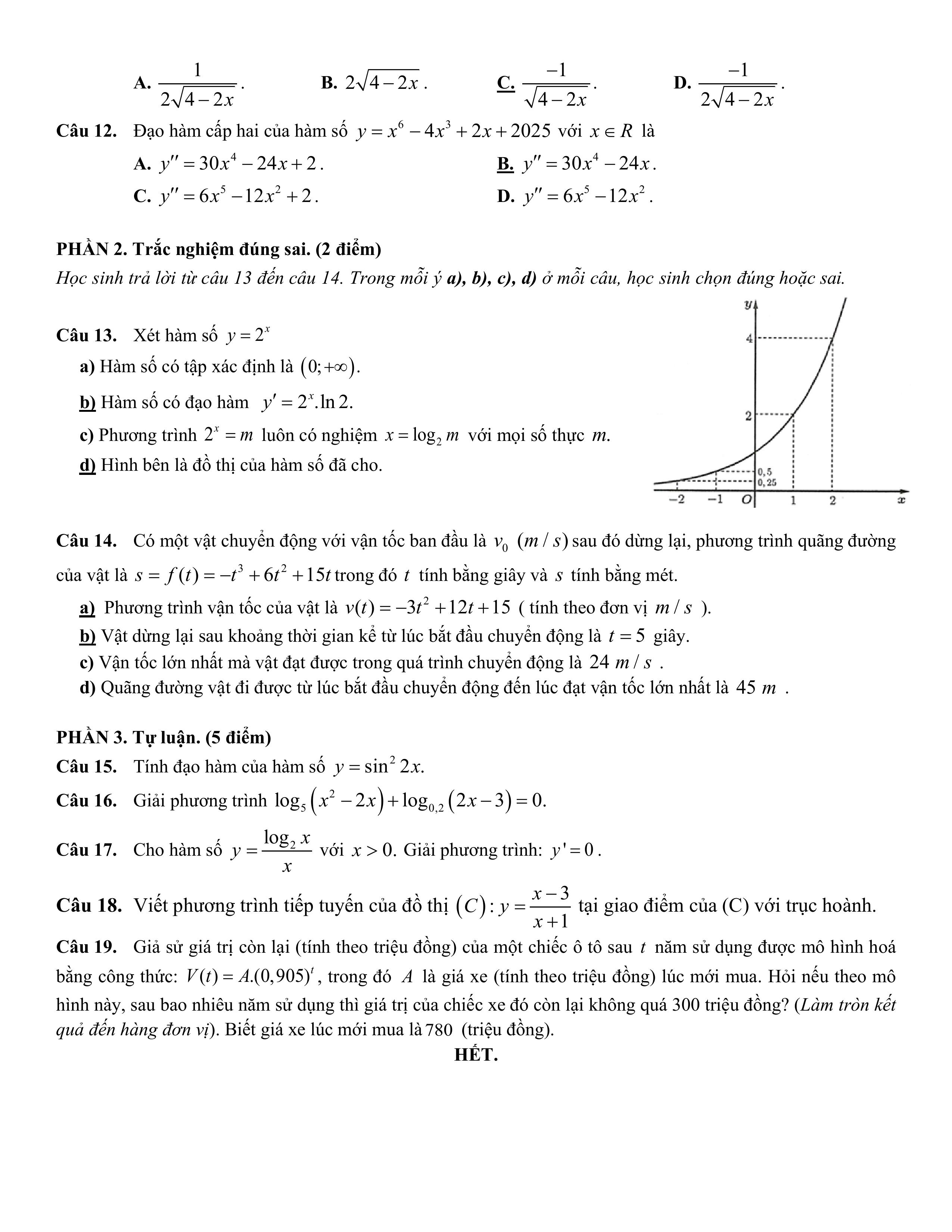 Đề thi Giữa kì 2 Toán 11 trường THPT chuyên Nguyễn Đình Chiểu (Đồng ...