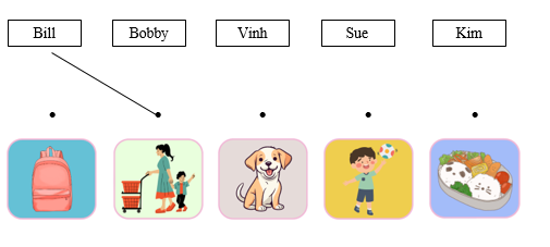 Order the words. There is one example.