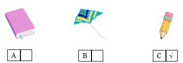 Listen and tick (√) the box. There is one example.