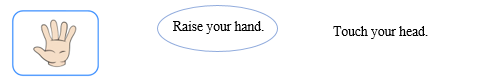 Look, read and circle. There is one example. Raise your hand. Touch ...